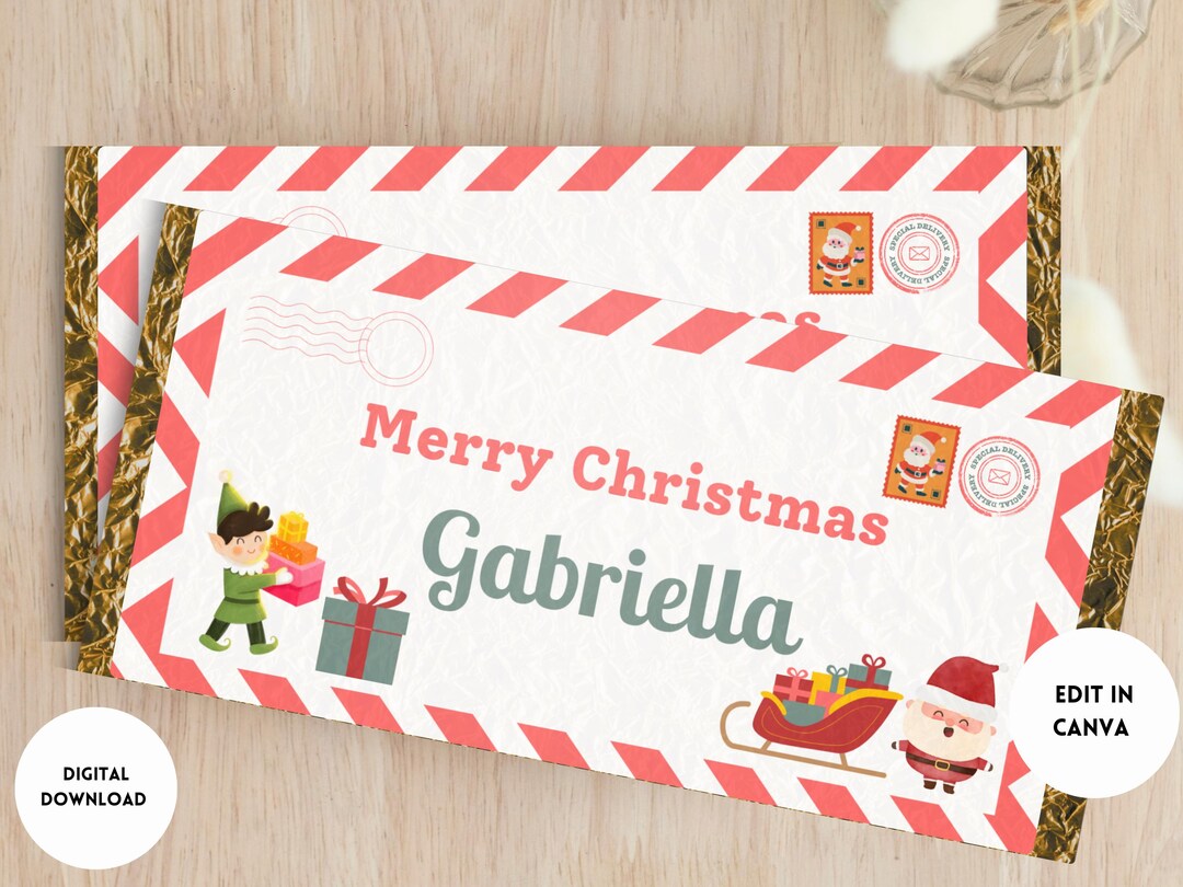 Christmas Eve Box Chocolate Bar Wrapper | Xmas Candy Wrap for Party ...