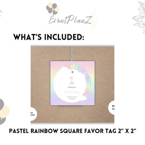 Pastel Rainbow Gift Tag | Colorful Party Favor | Baby Girls Bday ...