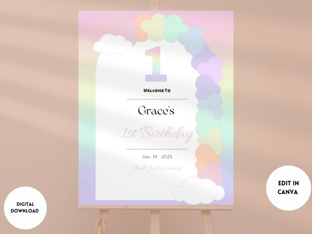 Pastel Rainbow First Welcome Sign Colorful Entrance Board Vibrant ...