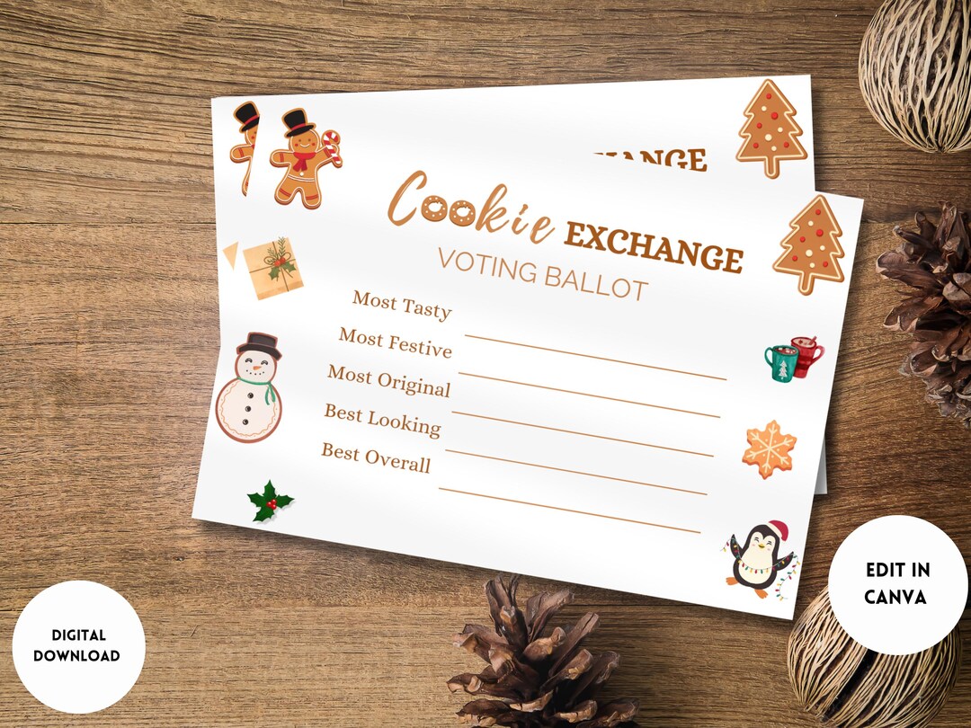 Christmas Cookie Exchange Party Voting Ballot | Xmas Treat Swap ...