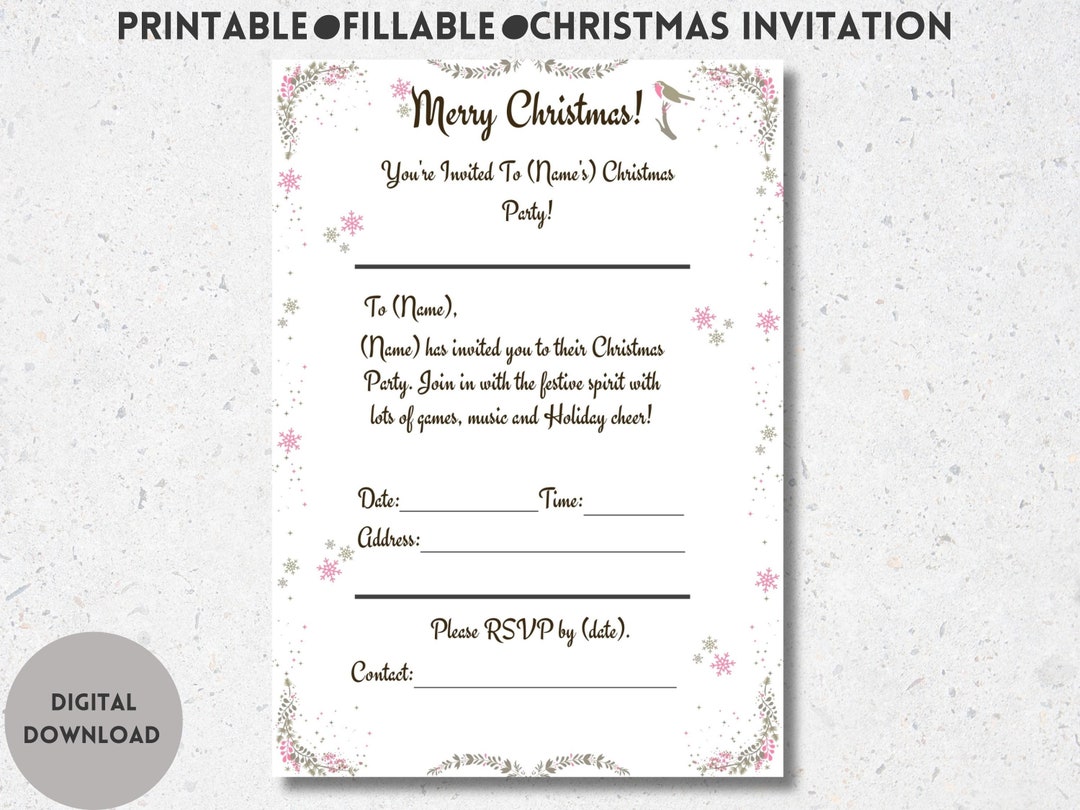 Christmas Party Invitation Editable in Canva Fillable - Etsy