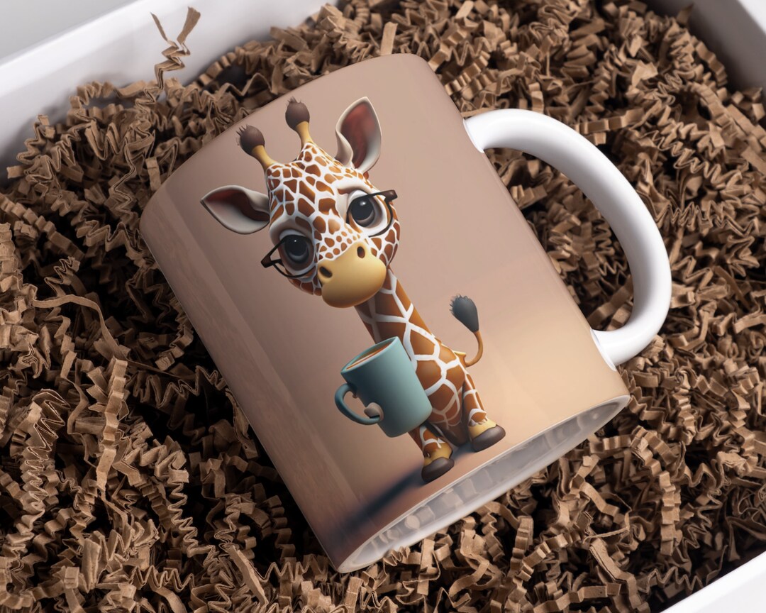 3D Giraffe Mug Wrap,11oz and 15oz Mug Template,animal Drinking Coffee ...