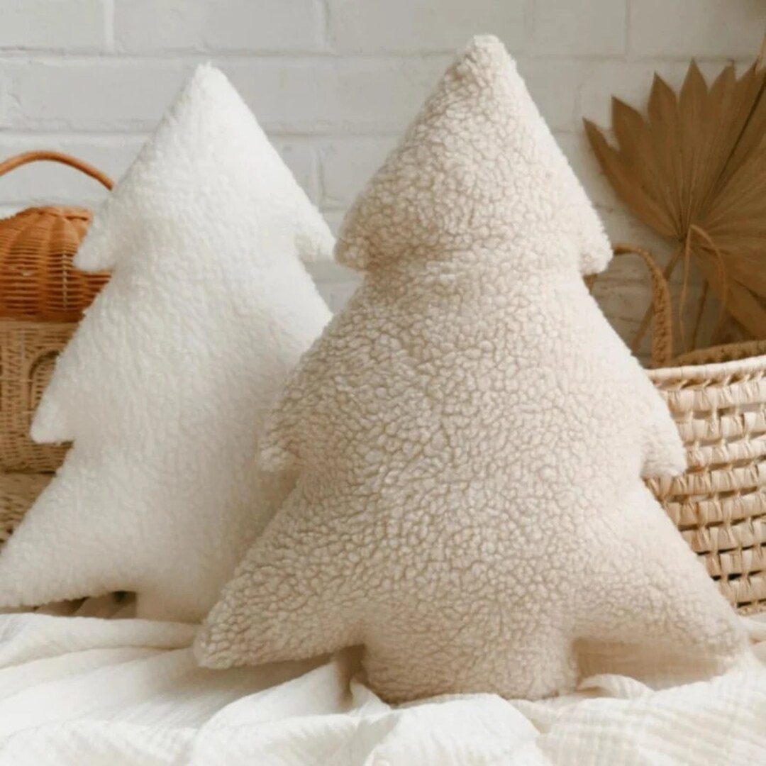 Beige Plush Sherpa Christmas Tree Pillows Christmas Tree - Etsy