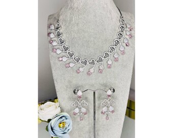 American Diamond Tilhari, American Diamond Necklace With Beads, Elegant ...