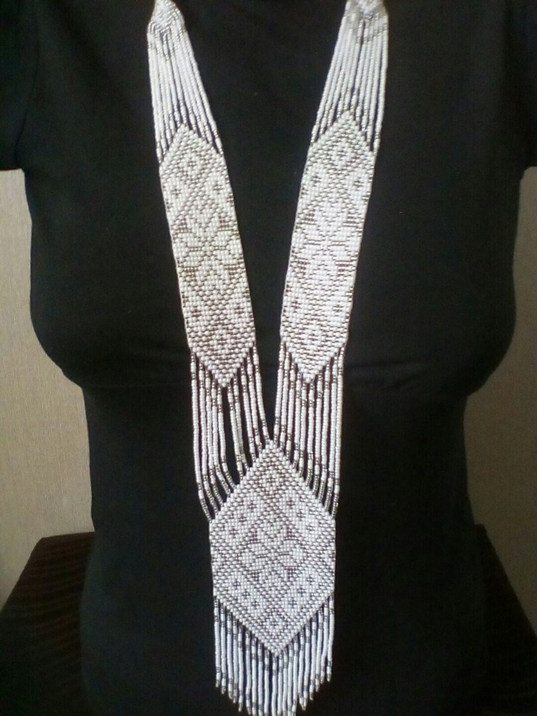 Ukrainian White Gerdan, Traditional Ukraine Necklace, Handmade Jewelry ...