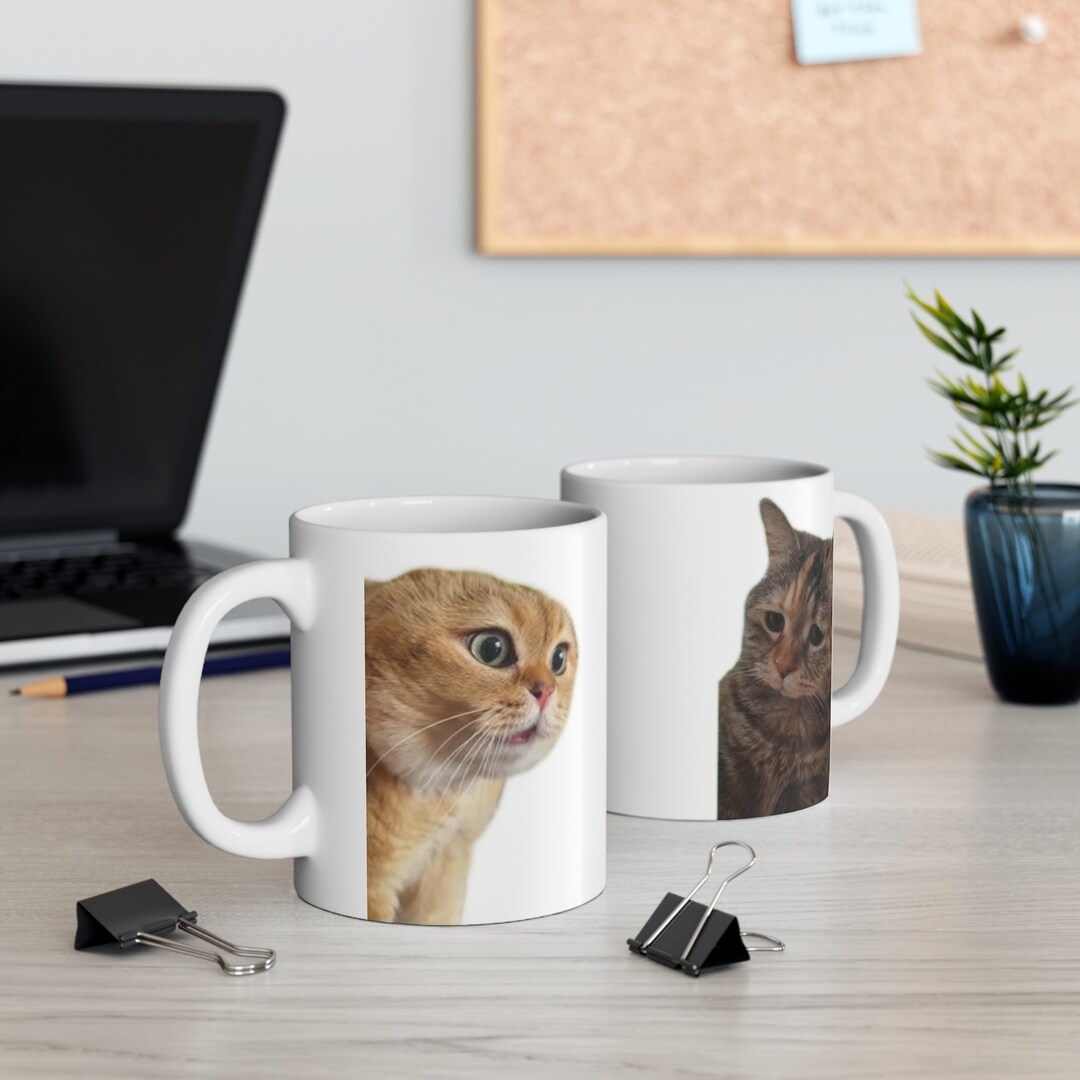 Talking Cats Ceramic Mug, Sad Talking Cat Mug, Meme Cats Mug for ...
