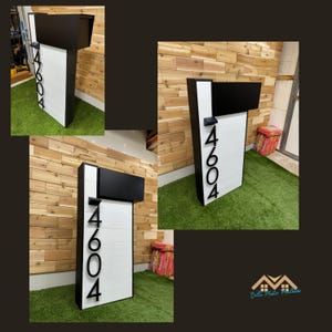 Painted White Cedar Wood,mailbox With Post, Modern Mailbox,rustic ...