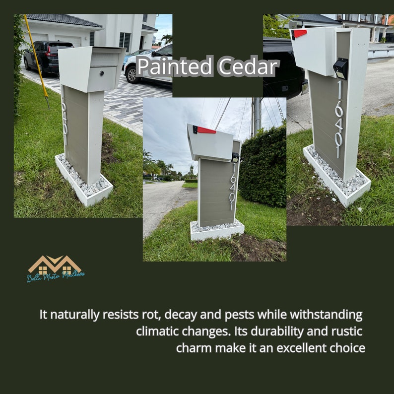 Handmade Modern Cedar Mailbox With Post - Etsy