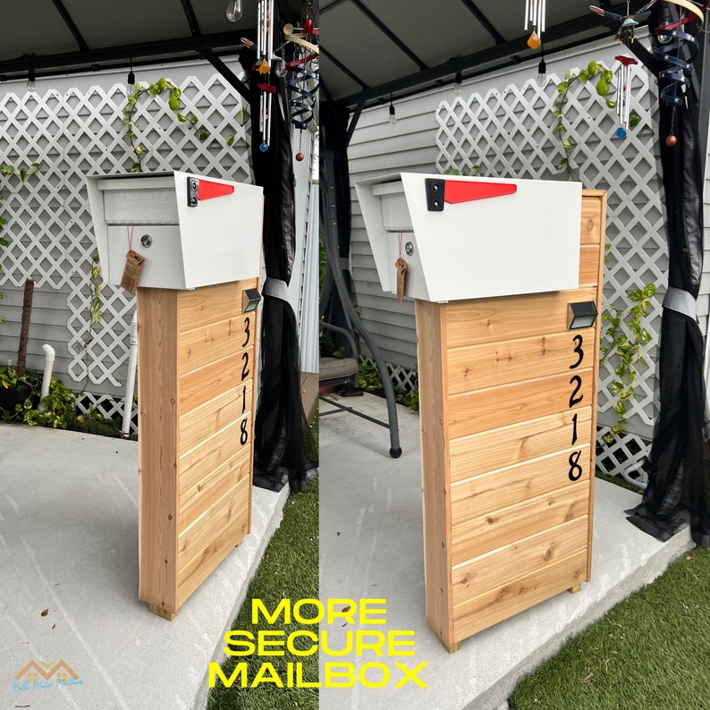 Handcrafted Cedar Mailbox With Post & Solar Light - Etsy