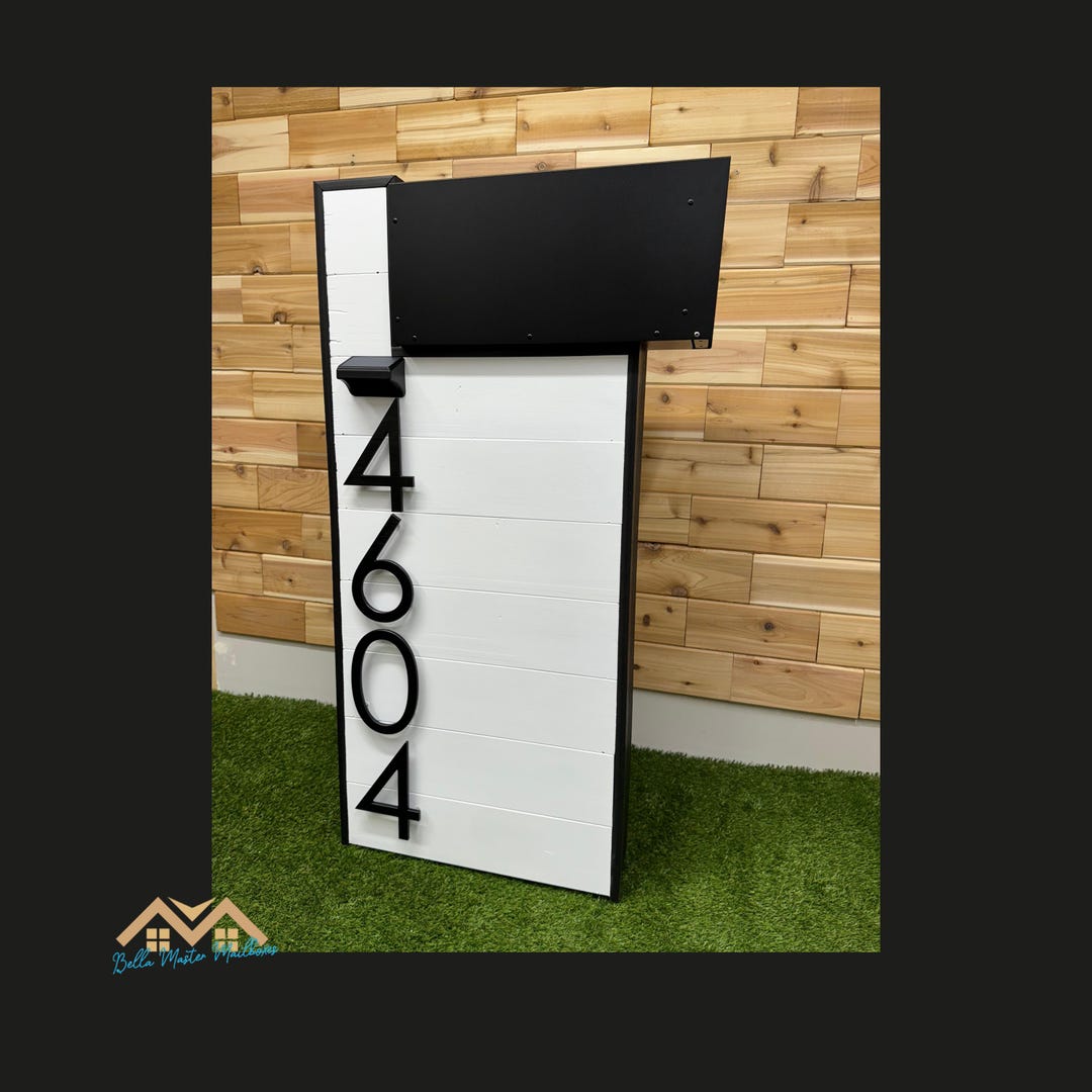 Painted White Cedar Wood,mailbox With Post, Modern Mailbox,rustic ...