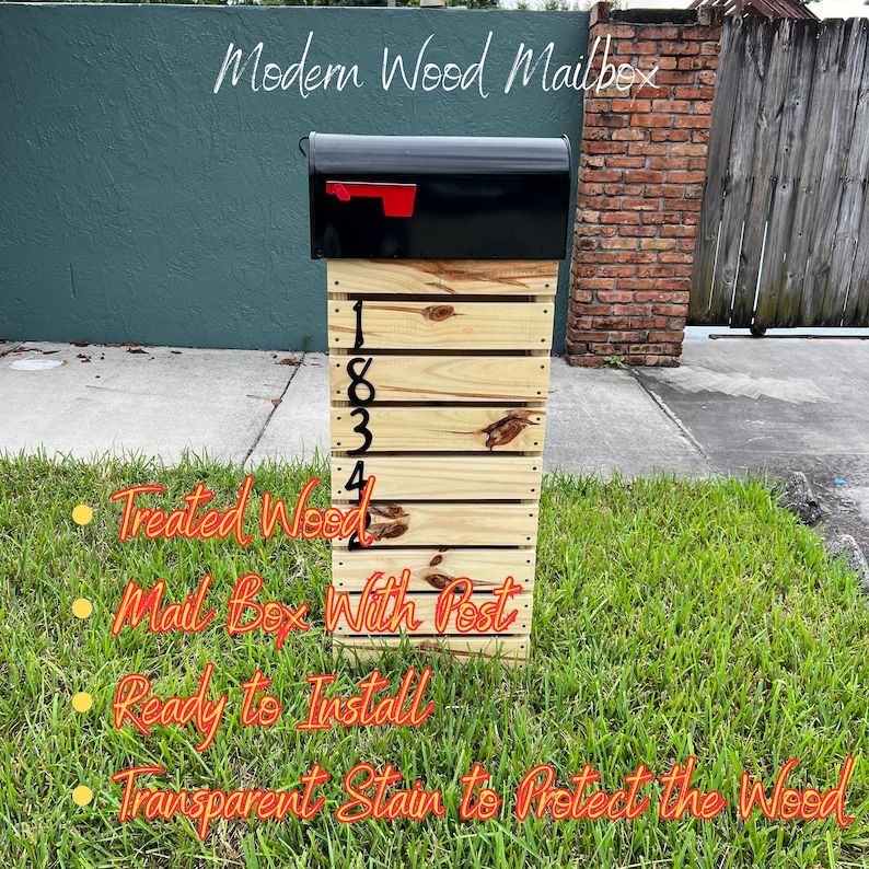 Modern Design Mailbox, Natural Wood Treated, Mailbox for Outside ...