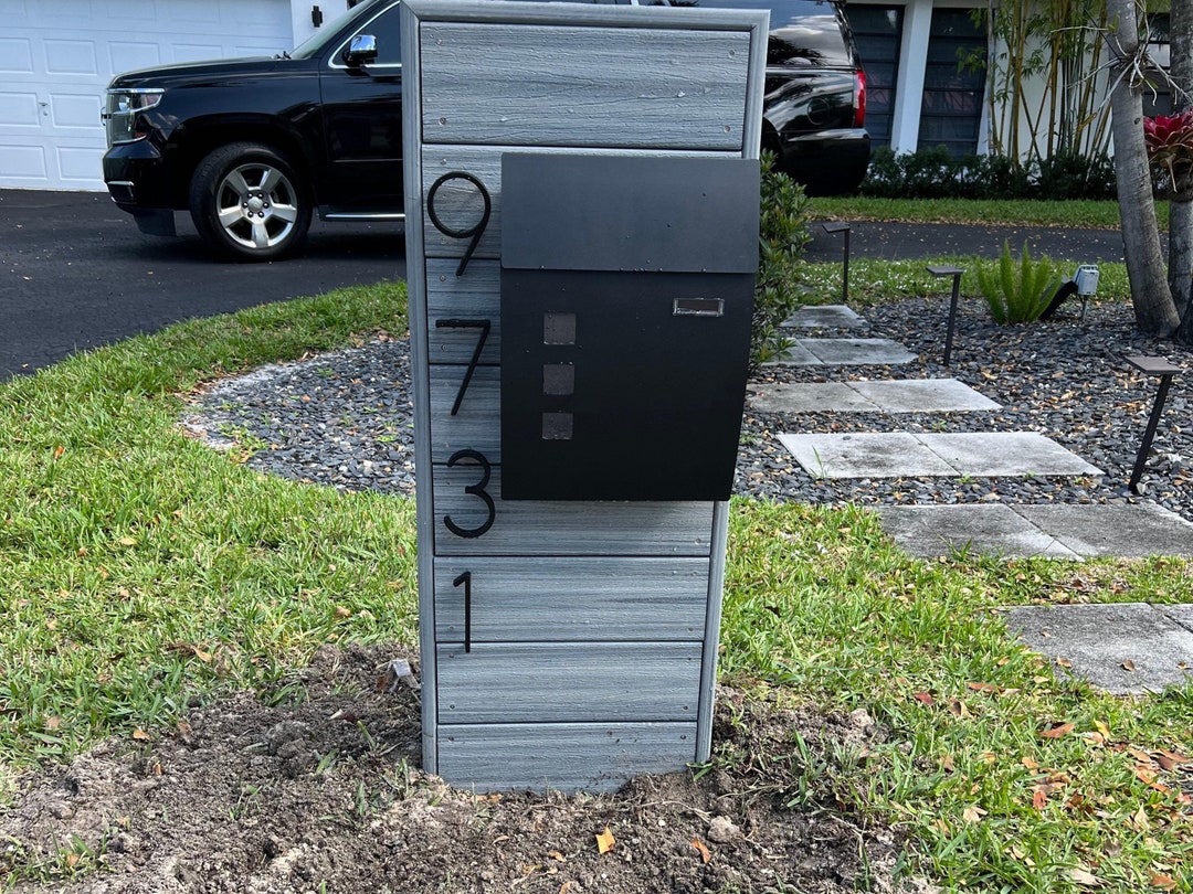 Modern Composite Mailbox With Post: Personalized Address Numbers - Etsy