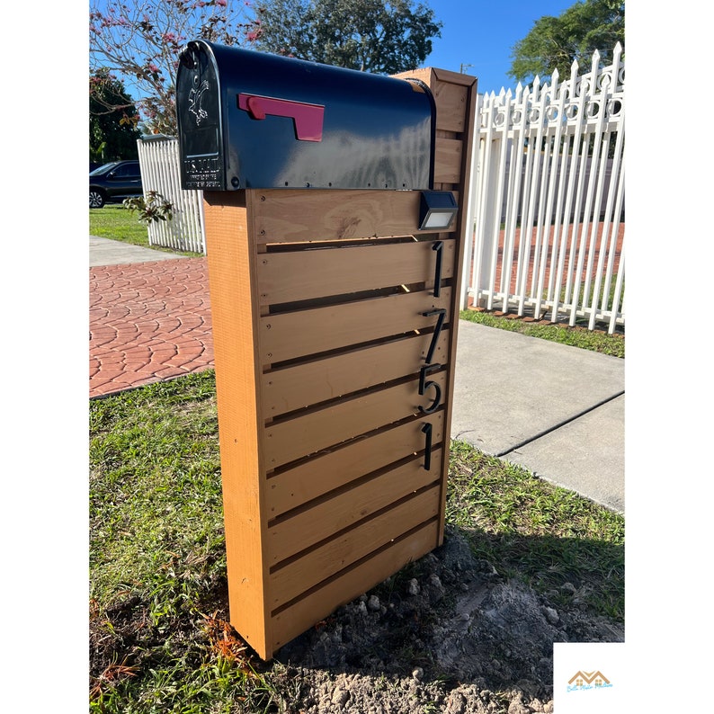 Modern Wood Mailbox With Post & Numbers: Custom Design - Etsy