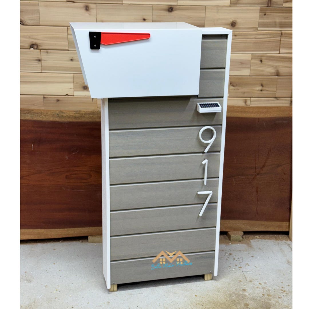 Custom Composite Mailbox With Solar LED Light, Personalized Elegant ...