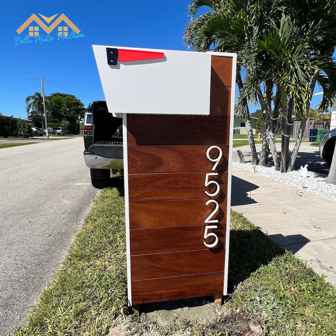 Modern Cumaru Wood Mailbox With Post: Personalized Design - Etsy