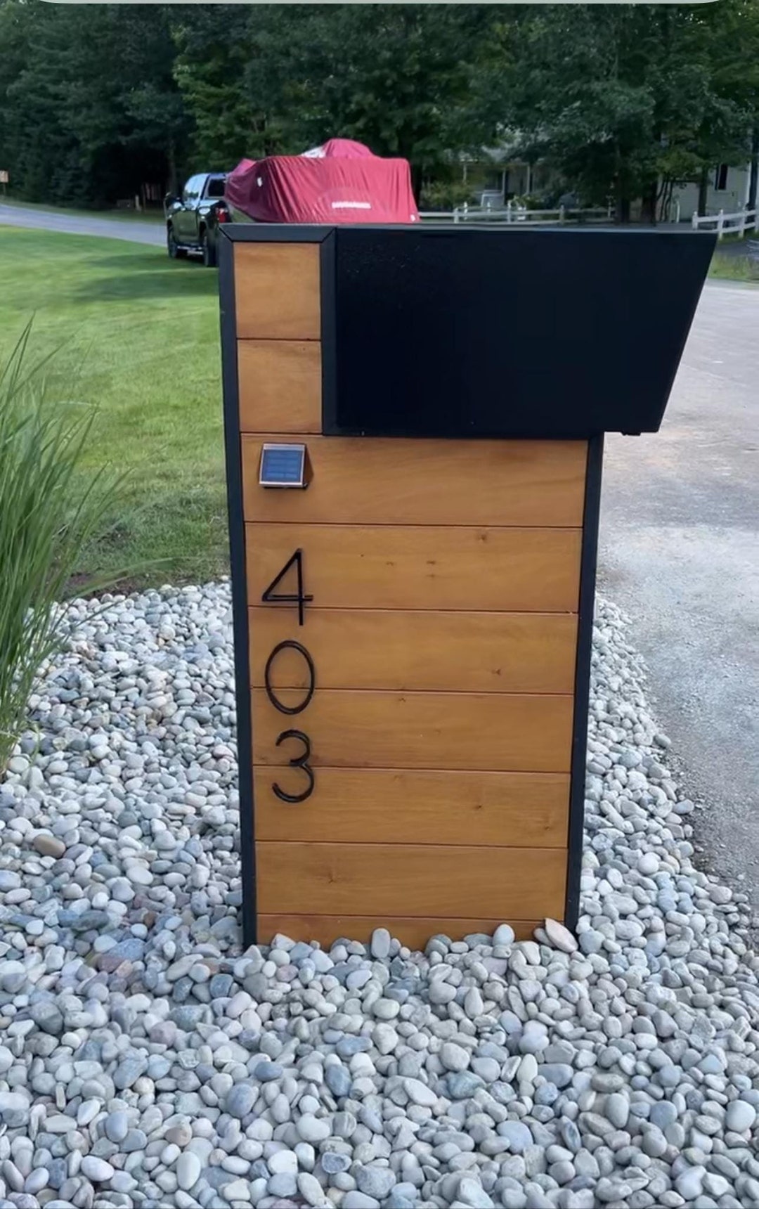 Garapa Wood Mailbox With Post: Modern Rustic Design - Etsy