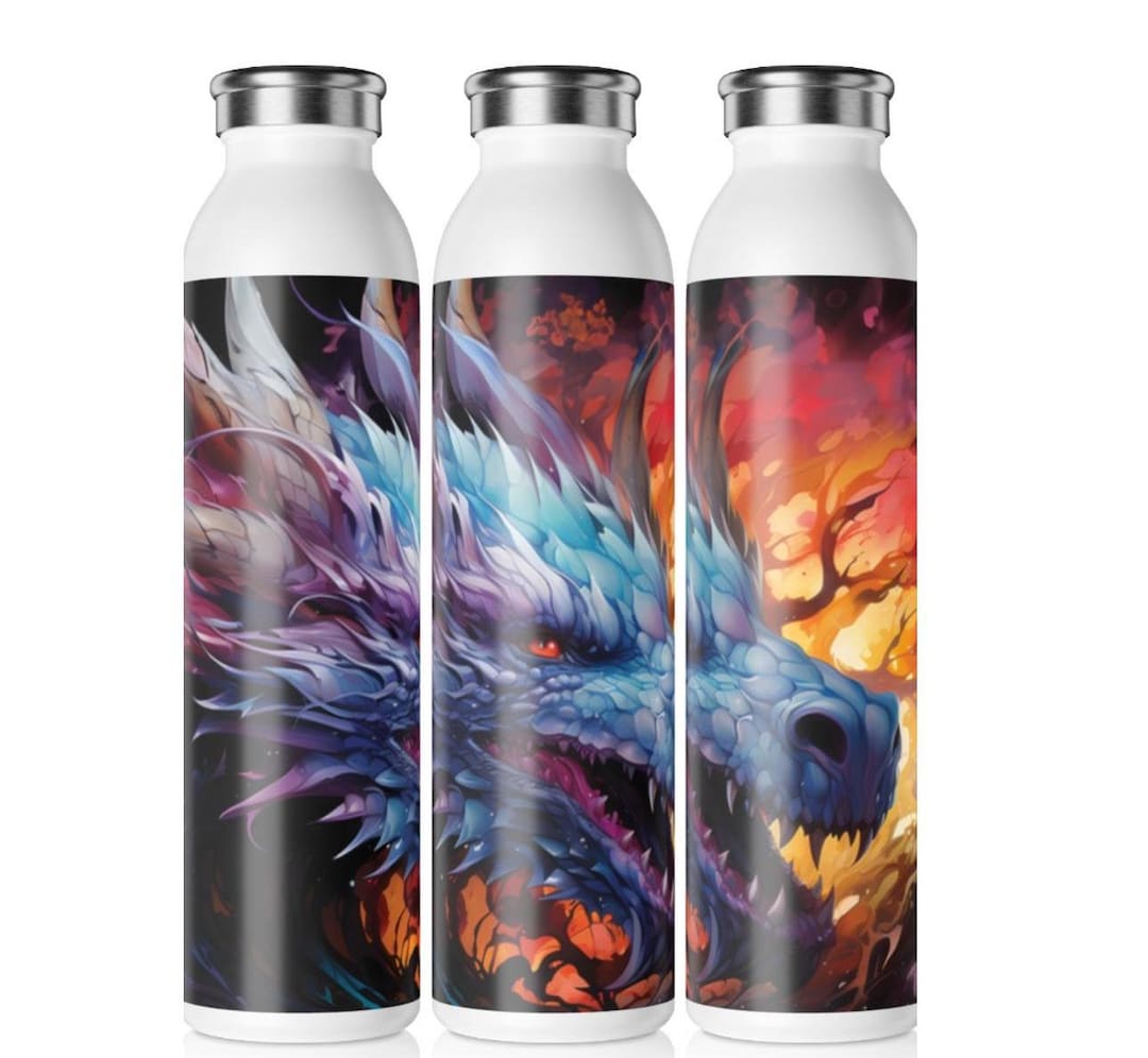 Dragon Slim Water Bottle, Reusable Water Bottle, Fantasy Themed Bottle ...