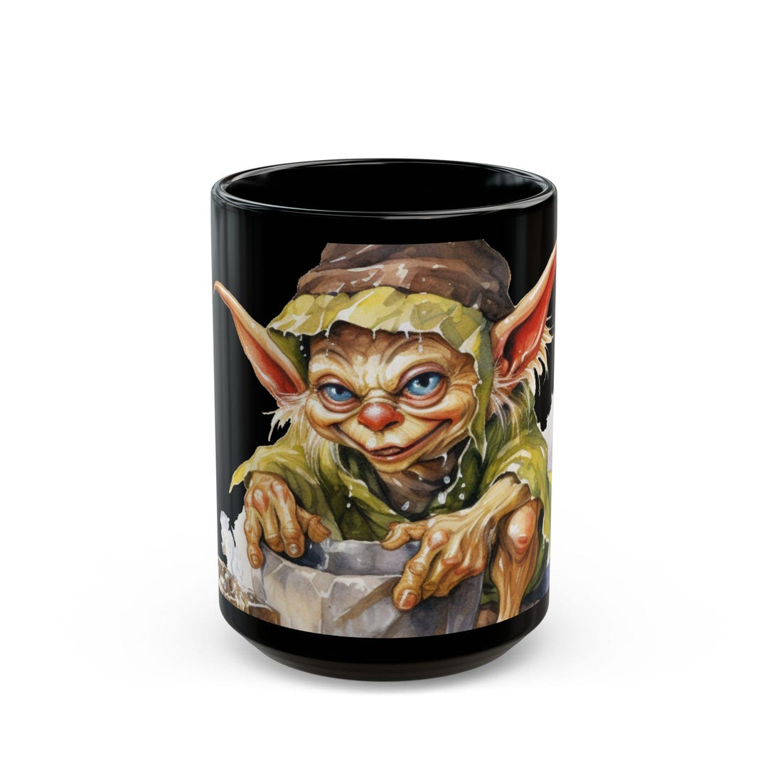 Black Goblin Mug, Halloween Coffee Cup, Creepy Tea Mug, Spooky ...