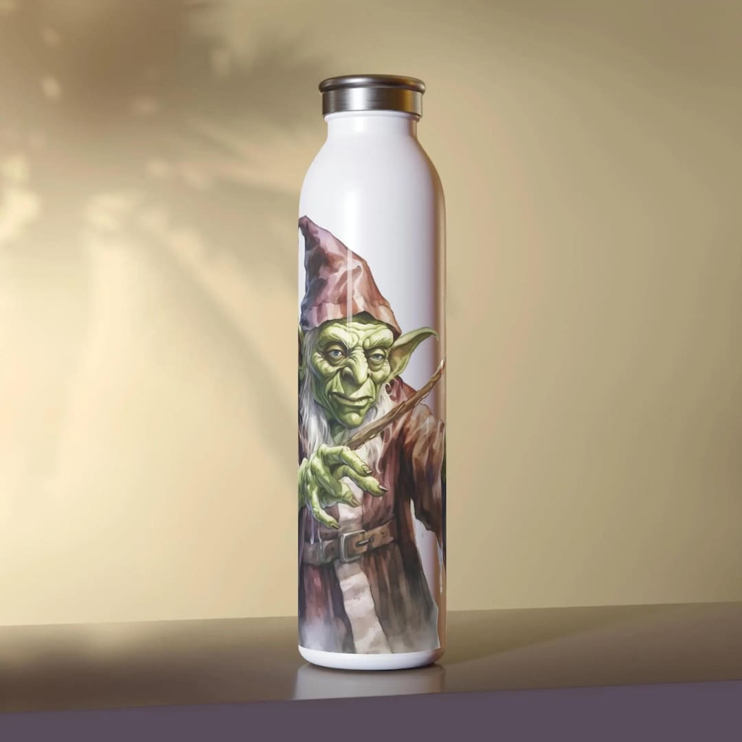 Wizard Goblin Slim Water Bottle, Fantasy Drinkware, Magical Water Flask ...