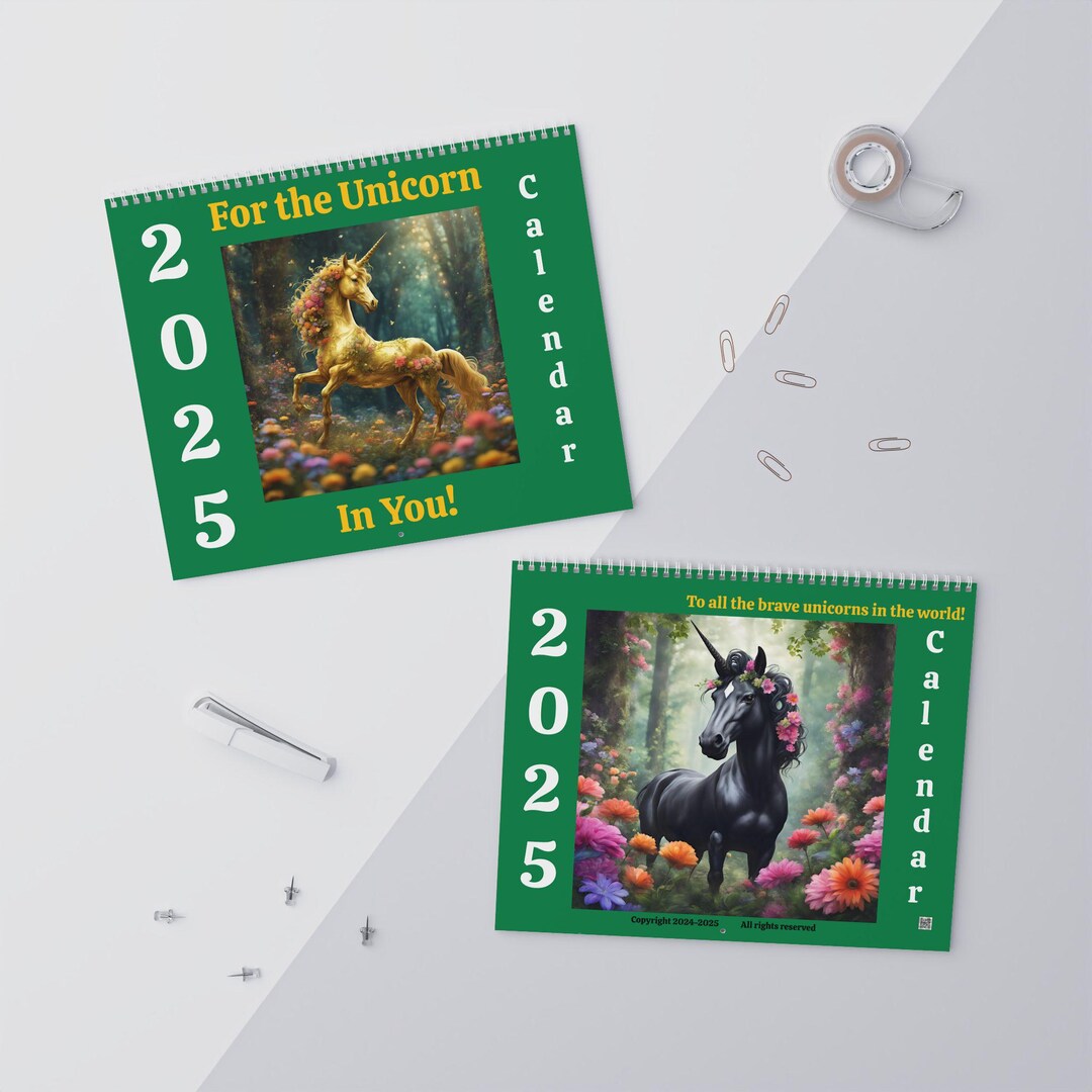 Unicorn Wall Calendar, 2025 Monthly Planner, Magical Animal Art, Yearly ...