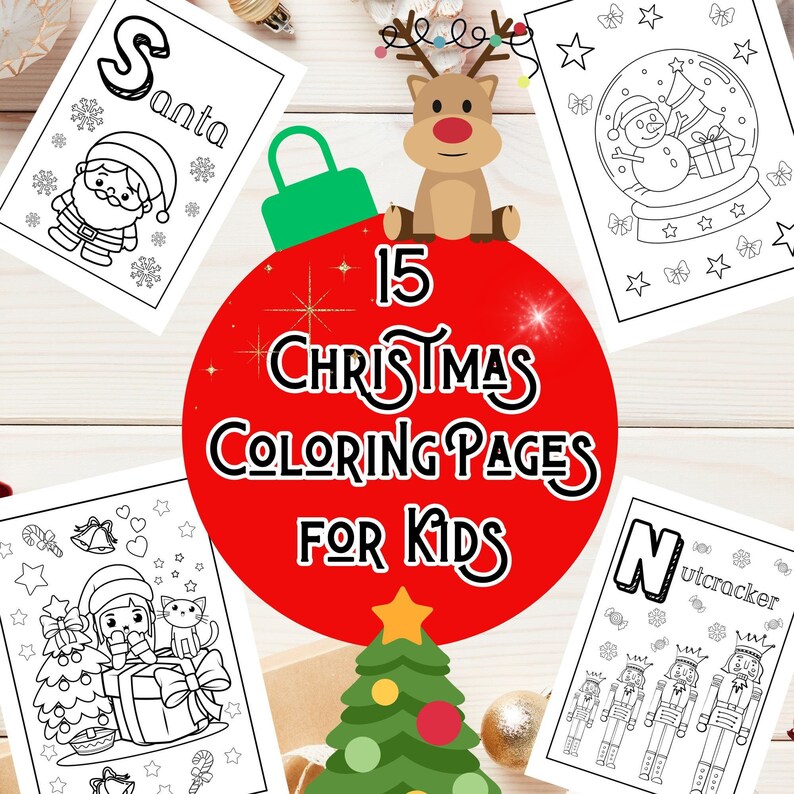 Christmas Coloring Pages for Kids 15 Printable Coloring Sheets - Etsy