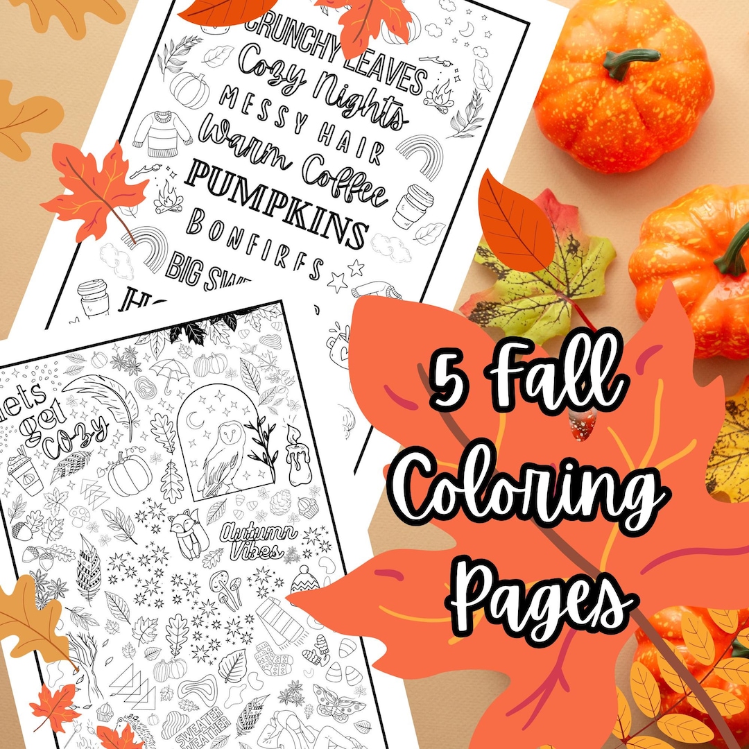 5 Autumn and Fall Coloring Pages, Cute Printable Coloring Printable ...