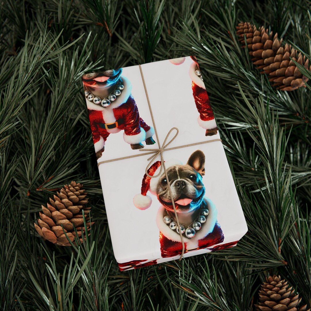Wrapping Papers, Frenchie Disco Christmas Paper Fun Holiday Gift Wrap ...