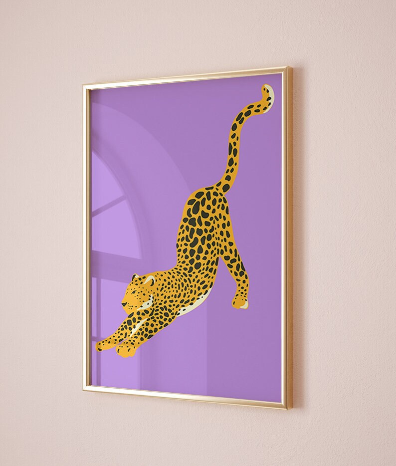 Cheetah Print, Leopard Wall Art Print ,feline Print,tiger Illustration ...