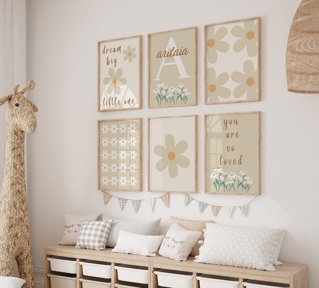 Daisy Print, Daisy Wall Art , Daisy Nursery Print, Personalised Name ...