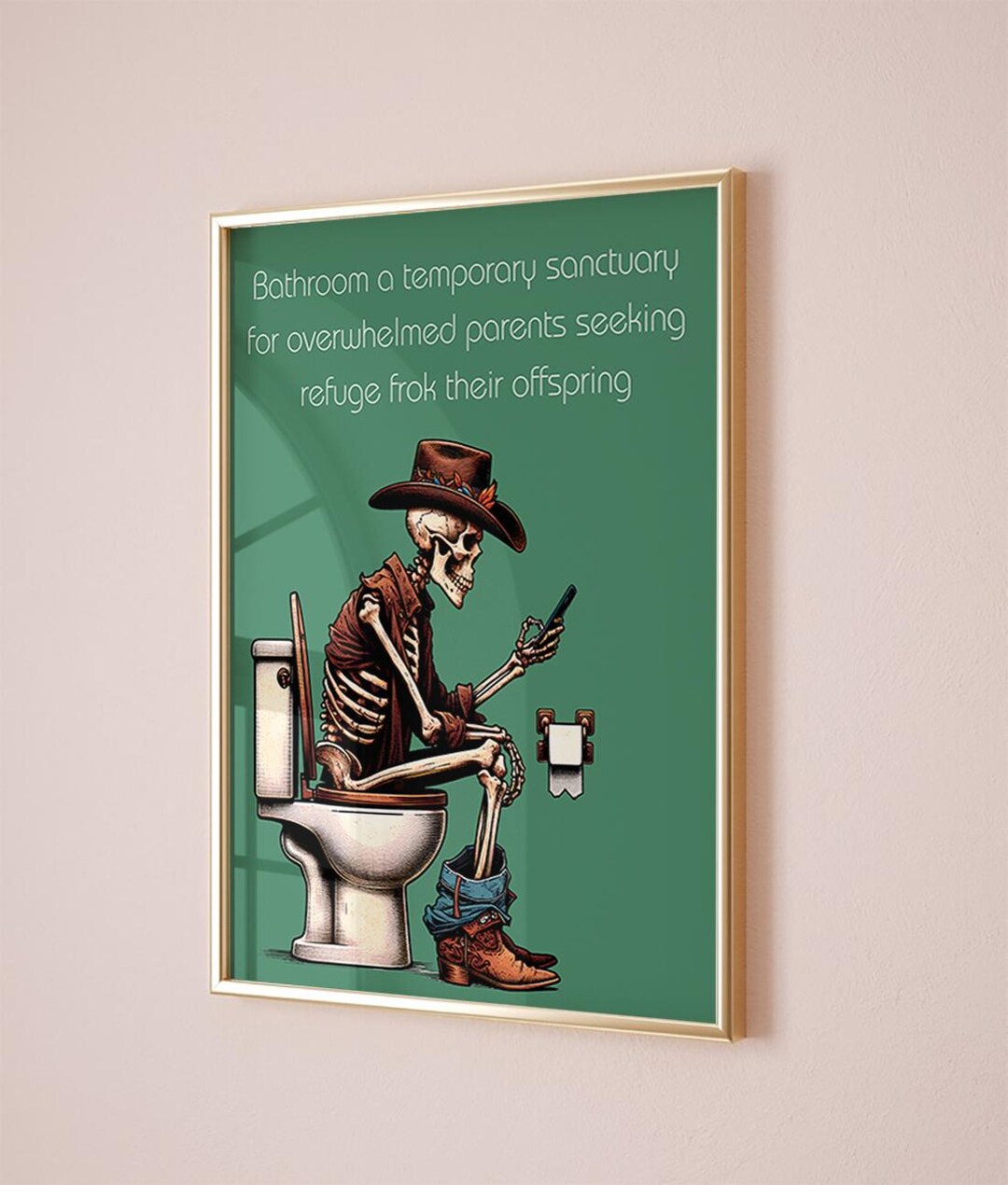 Bathroom Wall Art Decor, Skeleton Bathroom Art Print , Skeleton Wall ...