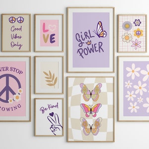 Girls Trendy Wall Art Set of 9, Teen Girl Room Decor, Trendy Quote ...