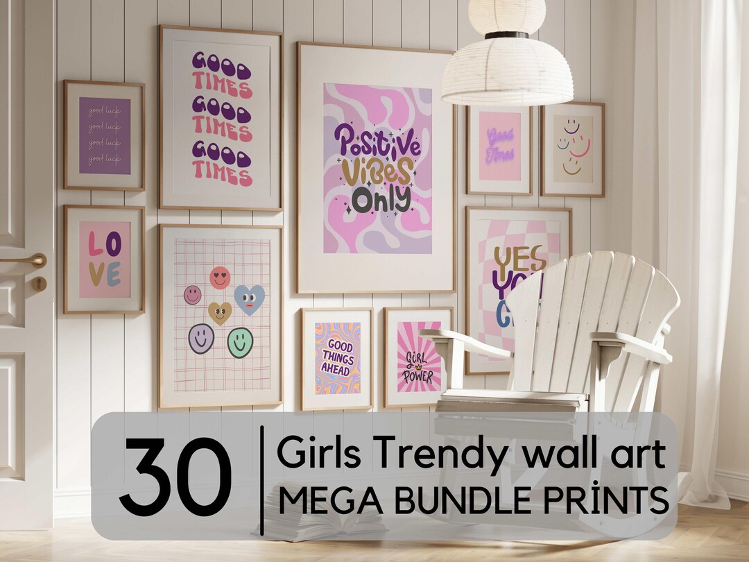 Girls Trendy Digital Prints Set of 30 Mega Bundle Wall Art , Dorm Decor ...