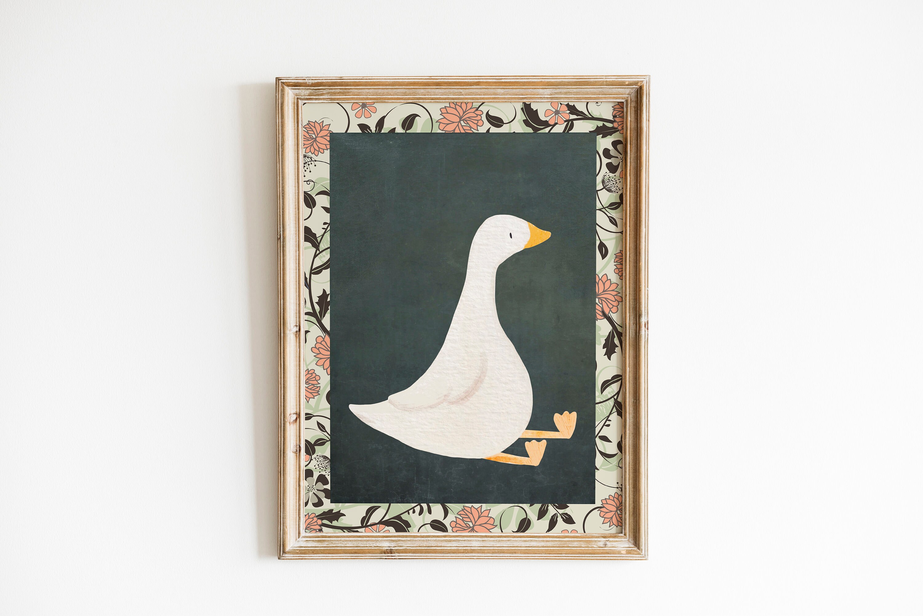 Silly Goose Wall Art, Cute Goose Poster, Dark Green Boy Nursery Decor ...