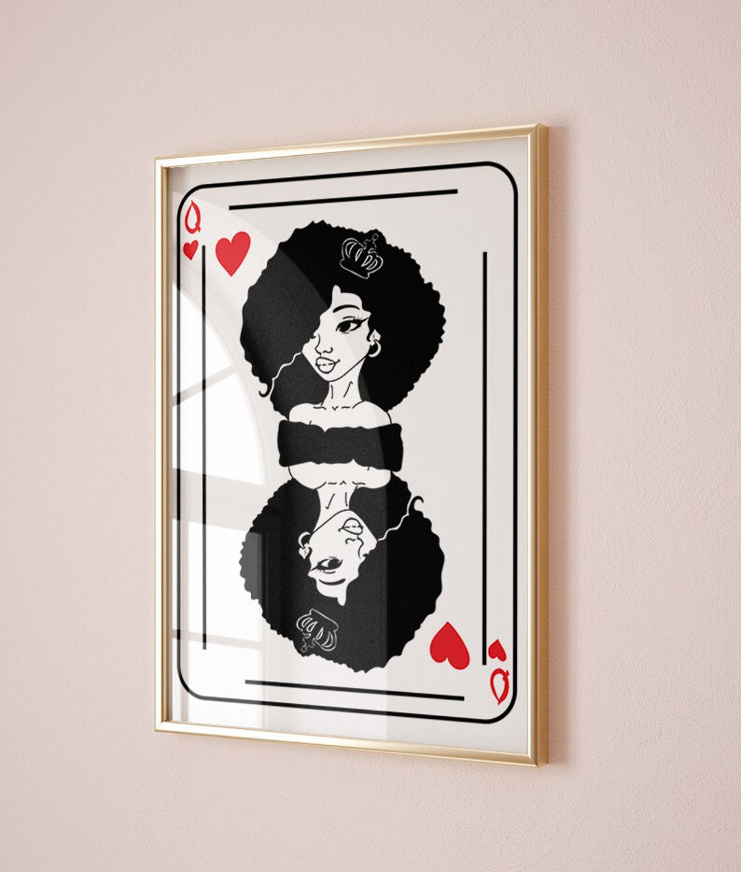 Queen of Hearts Art Afro Black Woman ,black Queen of Hearts, Playing ...