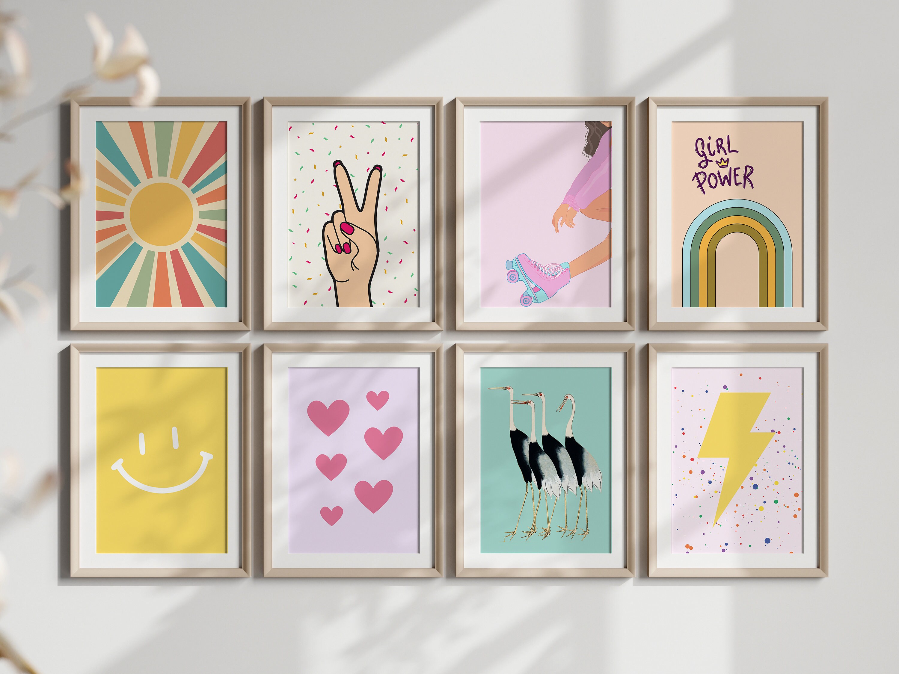 Girls Trendy Wall Art Set of 9, Dorm Decor for College Girls, Boho ...