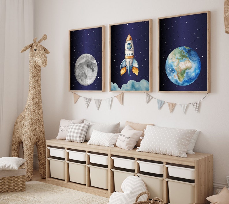 Space Nursery Prints,outer Space Printable Wall Art Set of 3 for ...