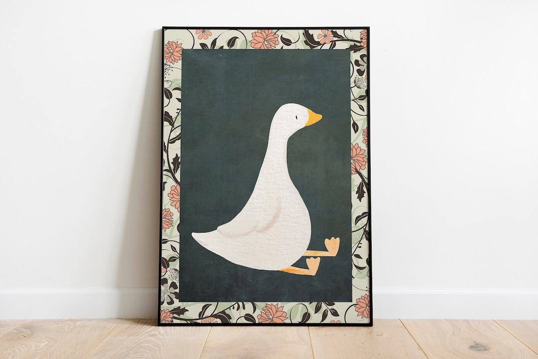 Silly Goose Wall Art, Cute Goose Poster, Dark Green Boy Nursery Decor ...