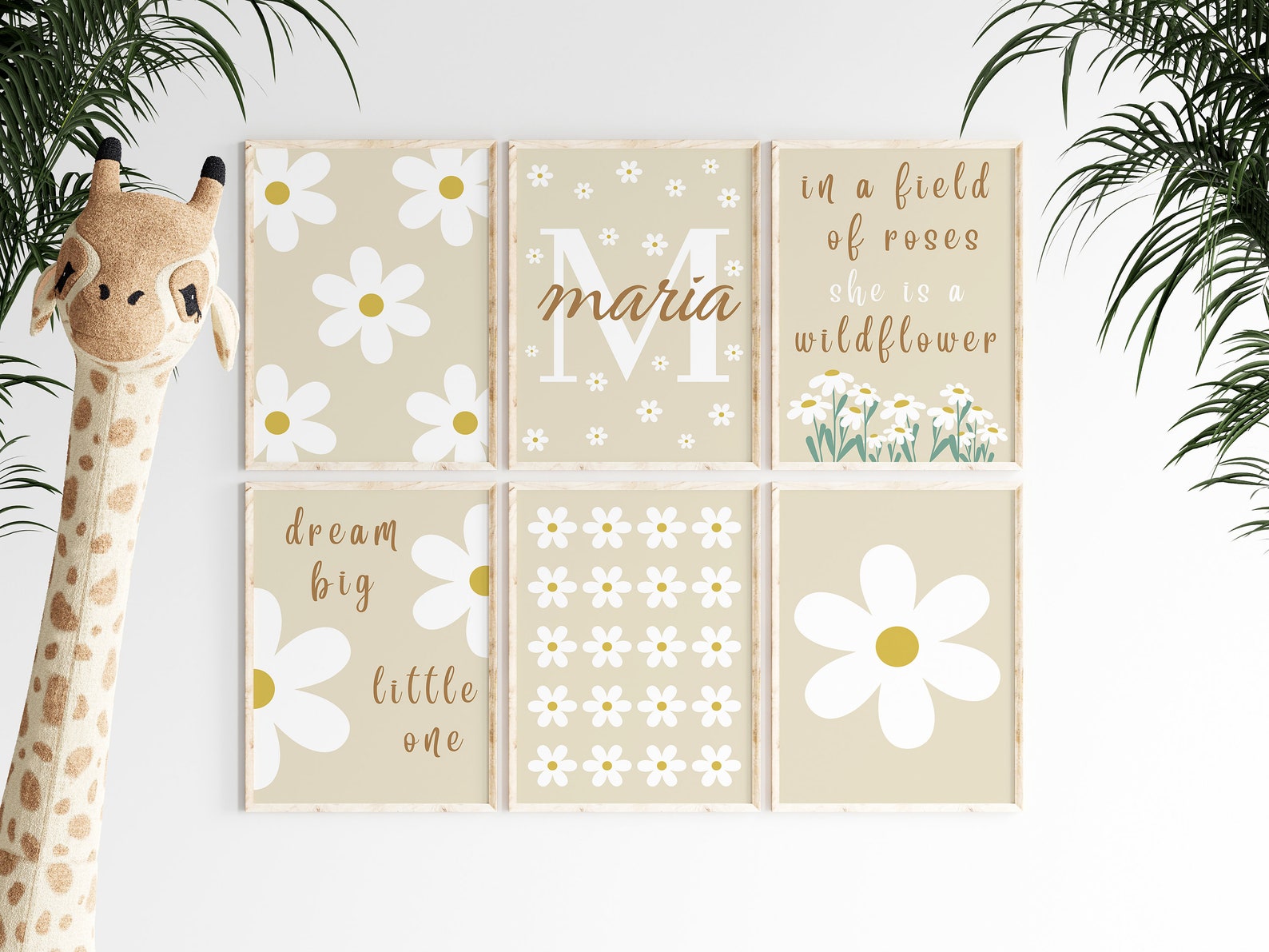 Daisy Print, Daisy Wall Art , Daisy Nursery Print, Personalised Name ...