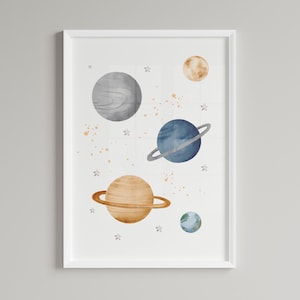 Personalised Space Initial Print,solar System Print,space Nursery ...