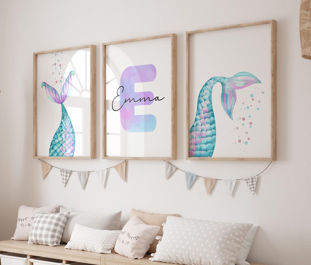 Girl Nursery Decor - Mermaid Wall Art - Girl Wall Art - Mermaid Nursery ...