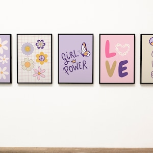 Girls Trendy Wall Art Set of 9, Teen Girl Room Decor, Trendy Quote ...