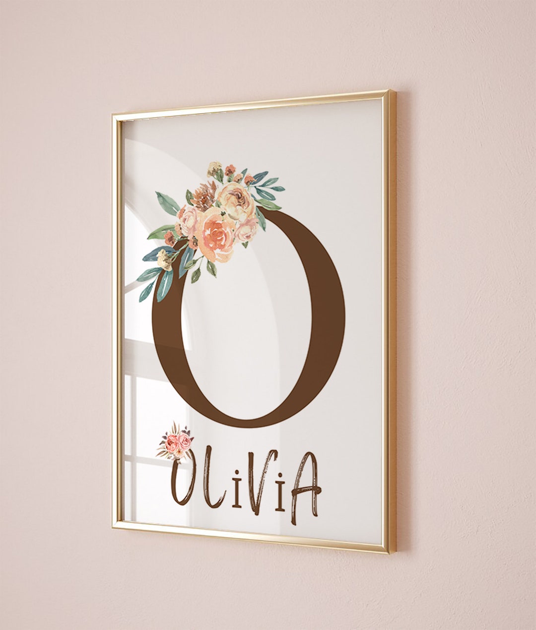 Custom Name and Initial With Flowers Poster - First Letter Poster ...