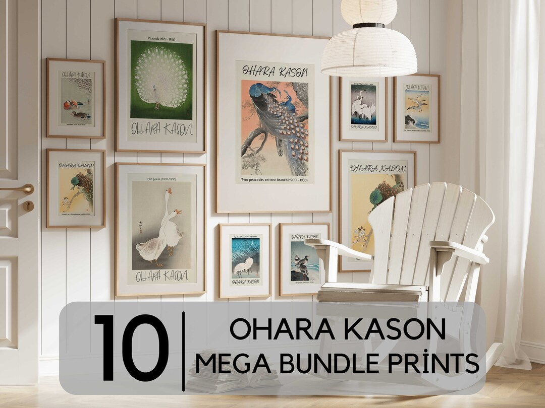 Japanese Poster , Japanese Prints Set of 10 Ohara Kason Art , Colorful ...