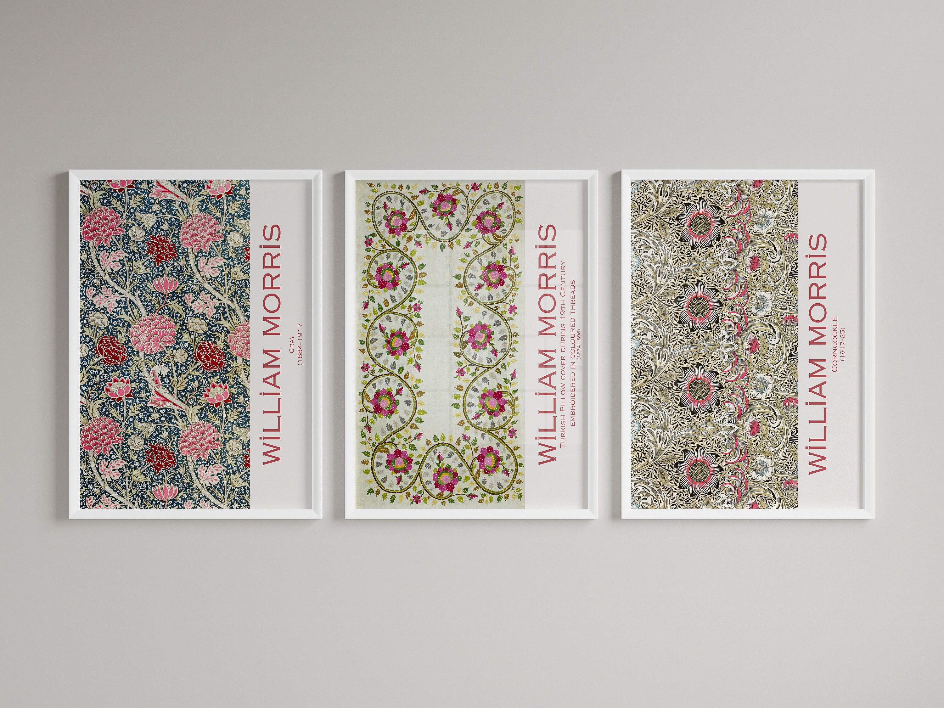 William Morris Wall Art Prints Set of 3, William Morris Vintage Museum ...