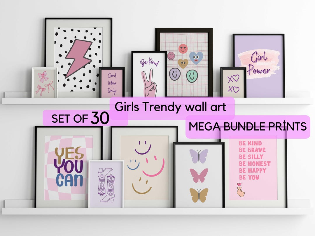 Girls Trendy Digital Prints Set of 30 Mega Bundle Wall Art , Dorm Decor ...