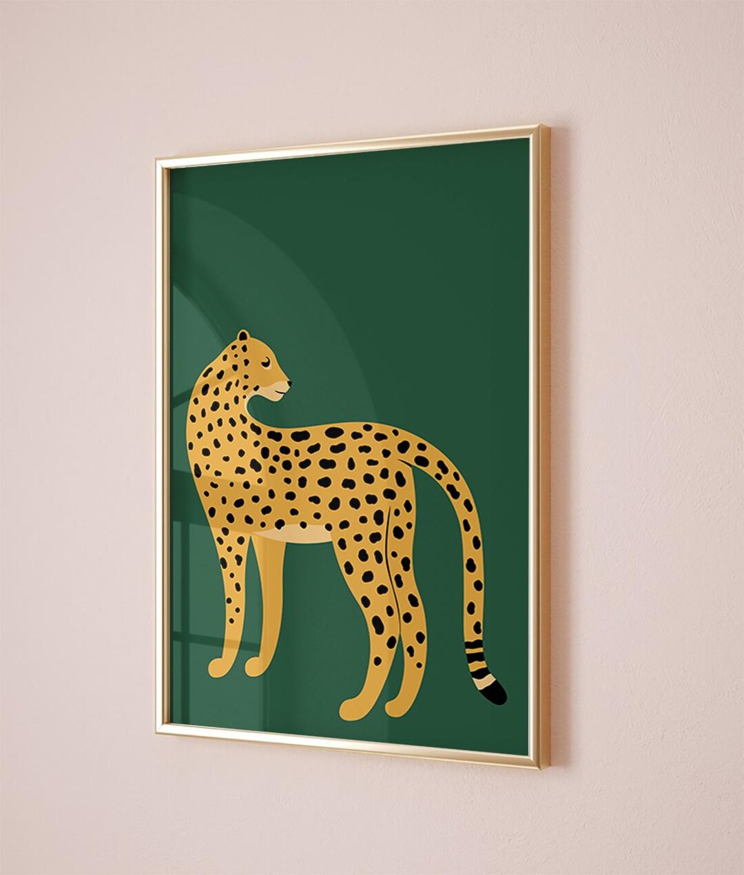 Cheetah Green Wall Art,leopard Wall Art,feline Print,tiger Illustration ...