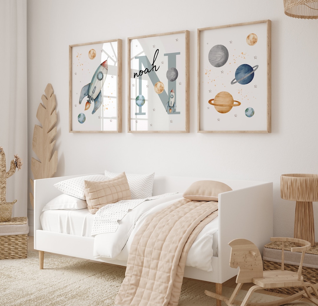 Personalised Space Initial Print,solar System Print,space Nursery ...
