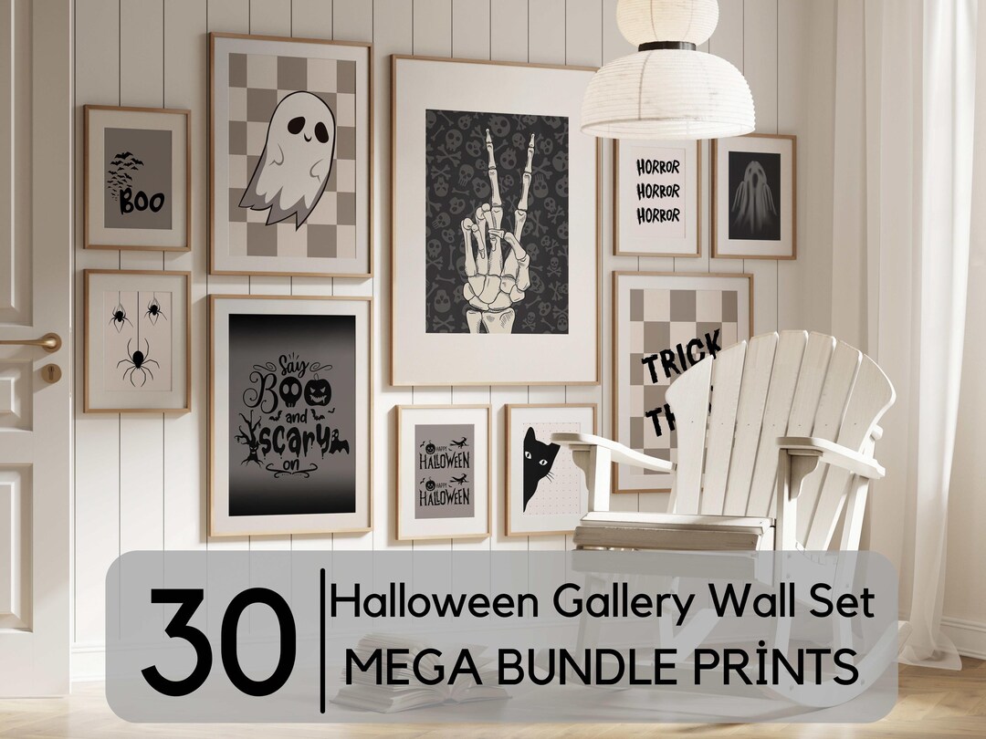 Halloween Wall Art Printable Set of 30, Spooky Haunted House Print ...