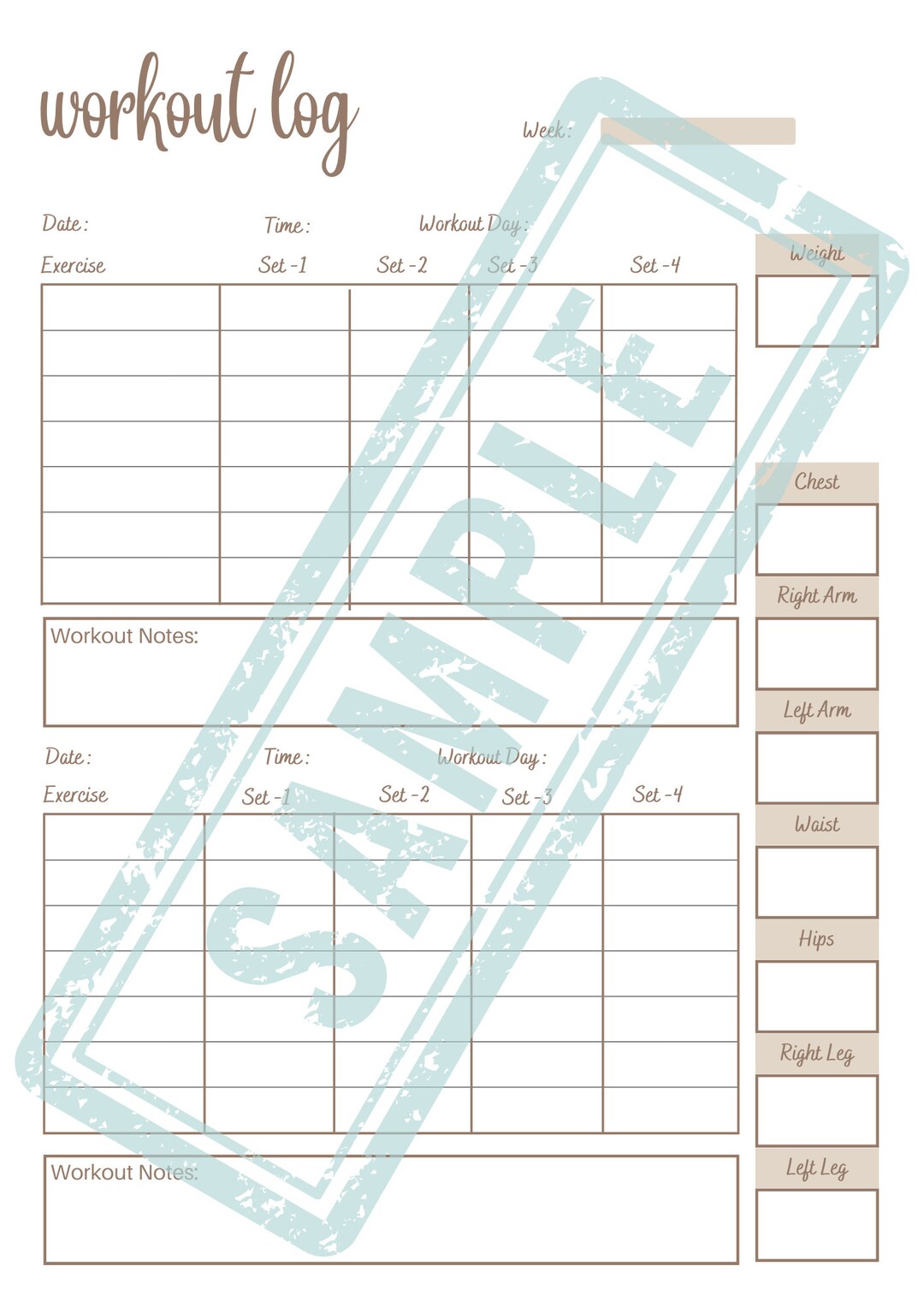 Lifting Workout Log - Etsy