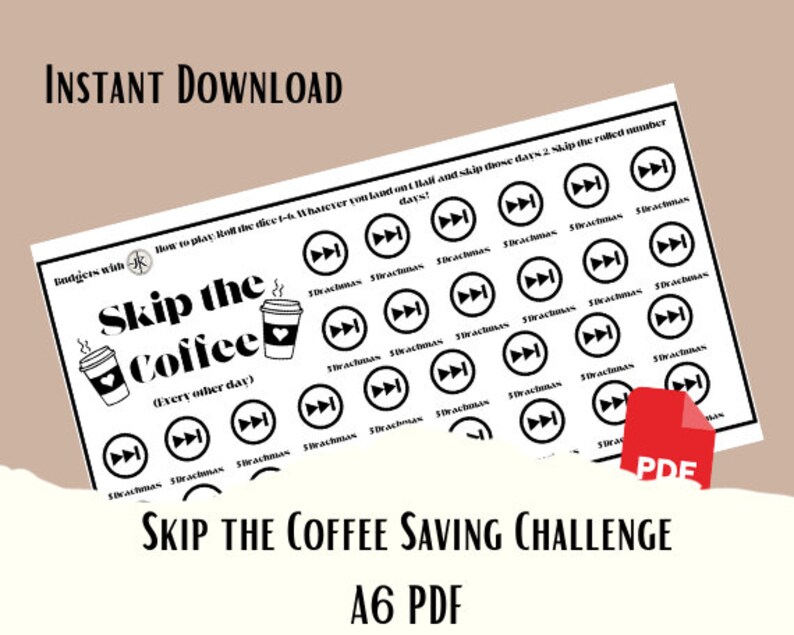 Coffee Saving Challenge Tracker / Instant Download / Save for Coffee ...